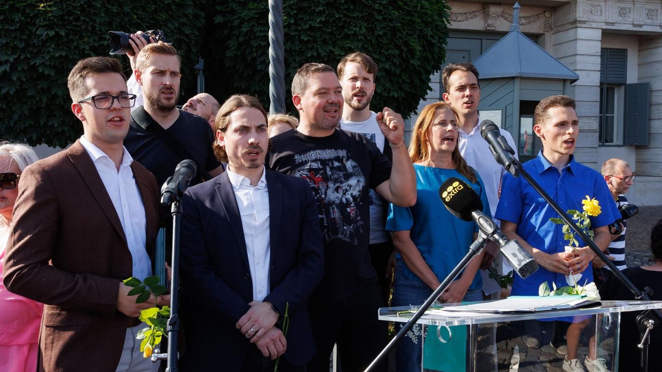 "Magyar Péter a demokráciát diktatúrára cseréli" Szimpátiatüntetés ...